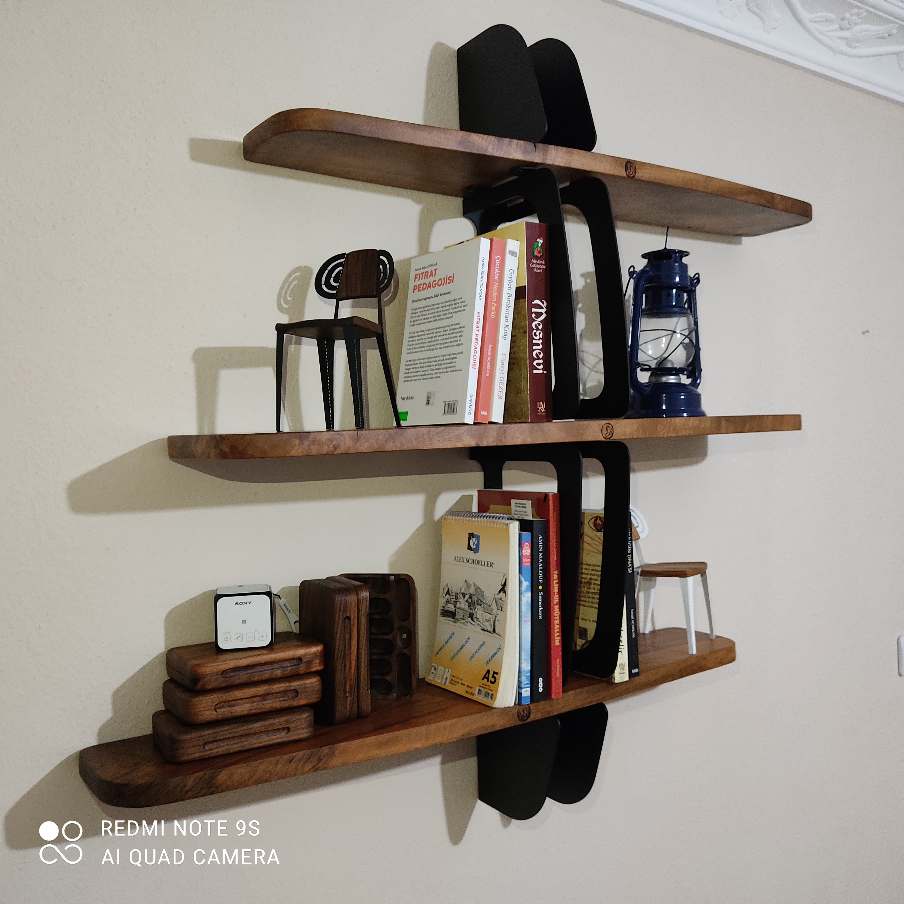 Industrial Book Shelf, Solid Wood Bookcase, 3 Tiers Rustic Book Case ...