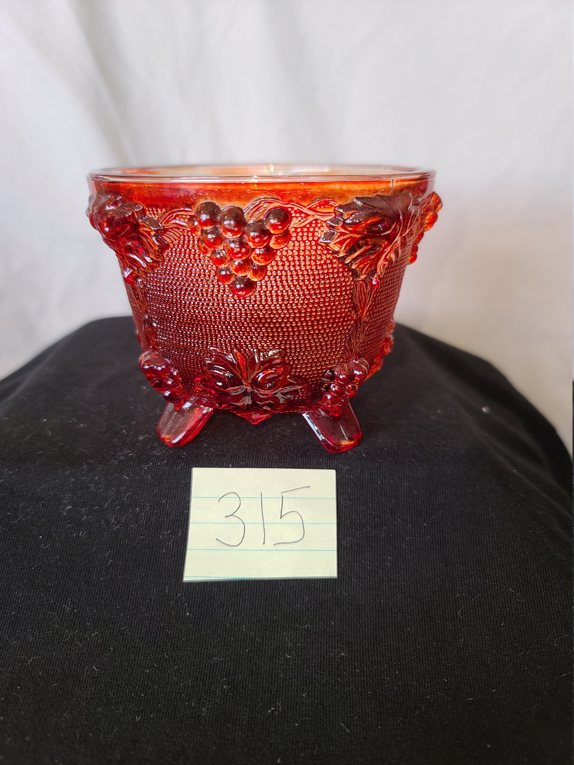 VINTAGE CARVED RED Footed Dish Vintage Footed Bowl Collectable Glass ...