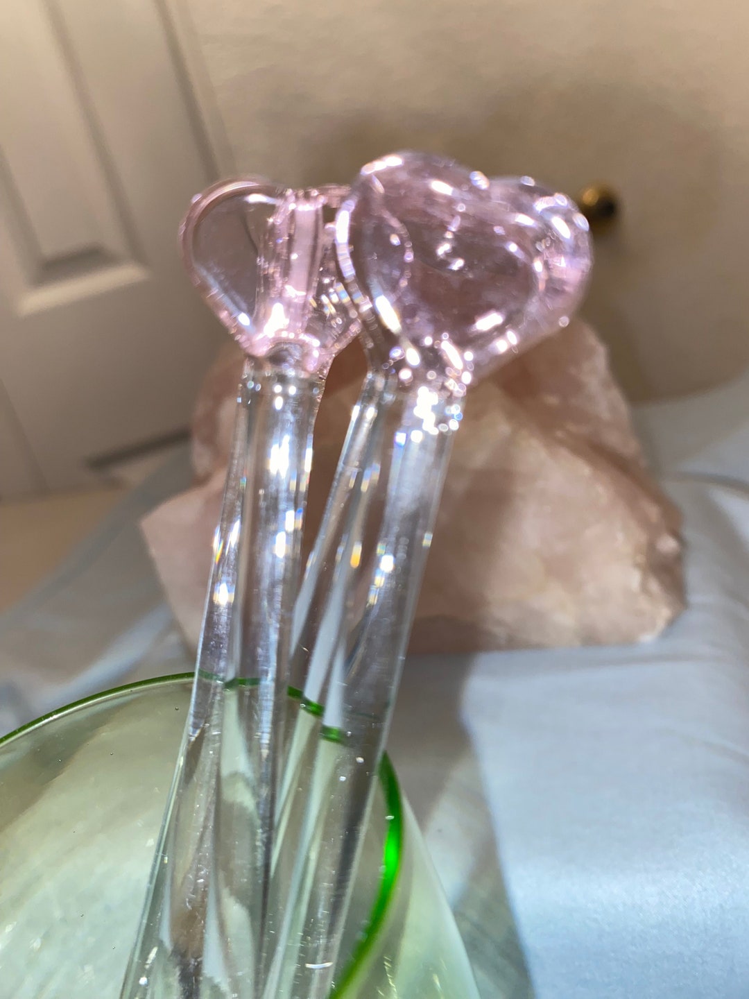 GLASS STIR STICKS Barware Glass Heart Stir Sticks Cocktail Stir Sticks ...