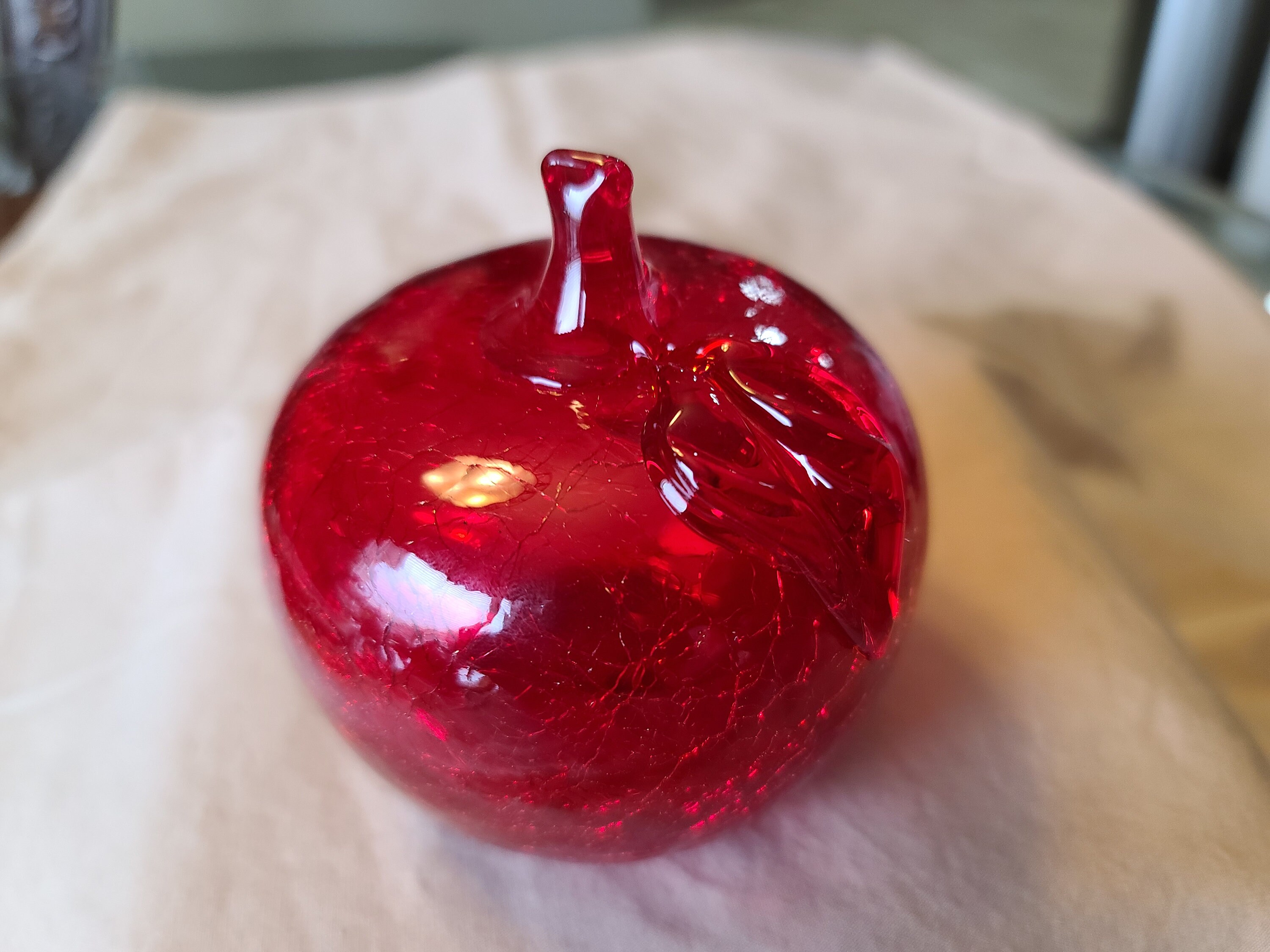 VINTAGE RED CRACKED Glass Apple Art Glass Apple Vintage Glass - Etsy