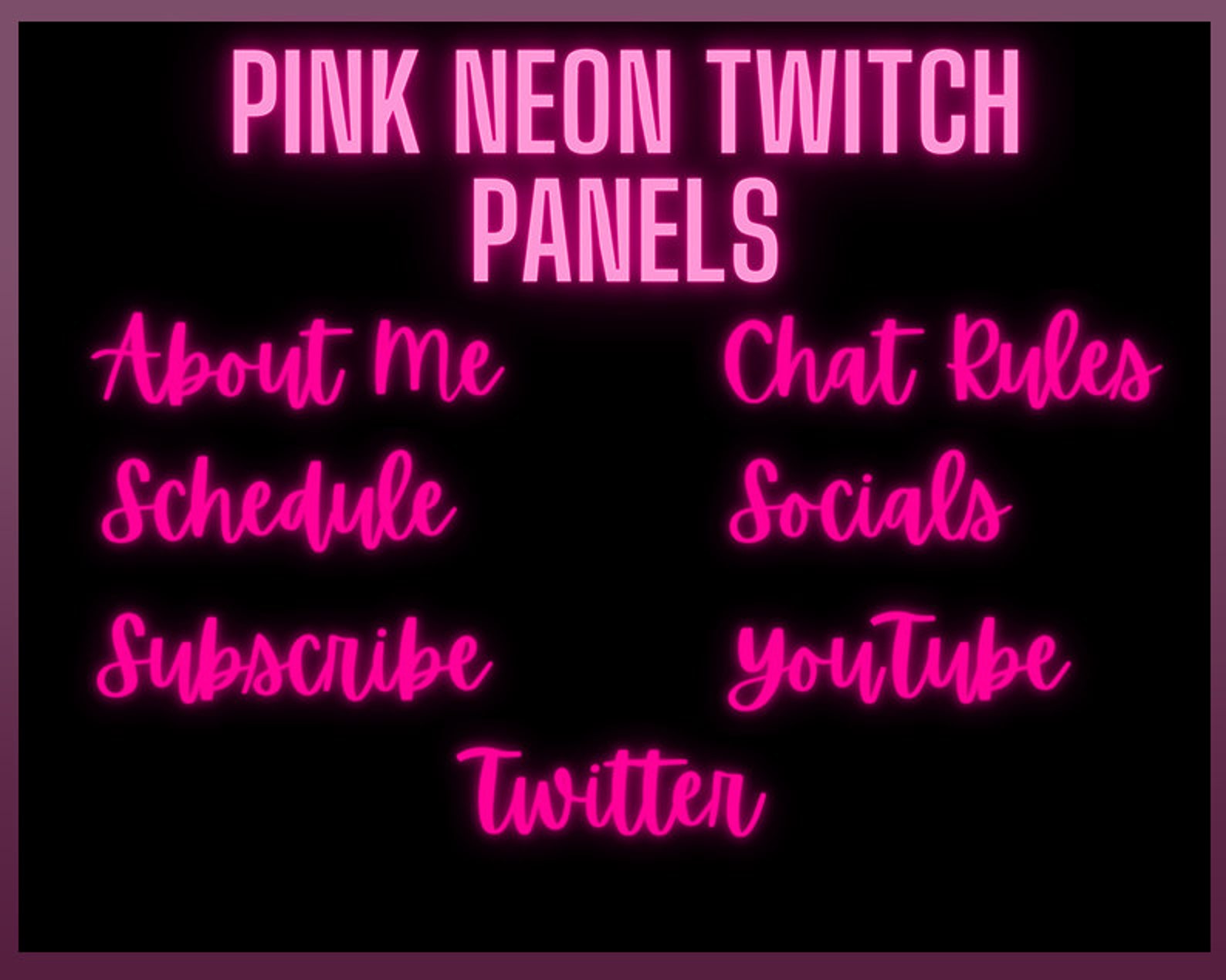 Pink Neon Twitch Panels | 18 Panels & Instant Download! - Etsy