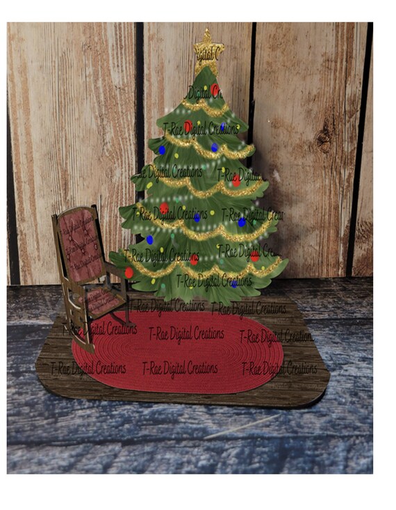 Christmas Tree With Rocking Chair Shelf Sitter From RREM - Etsy