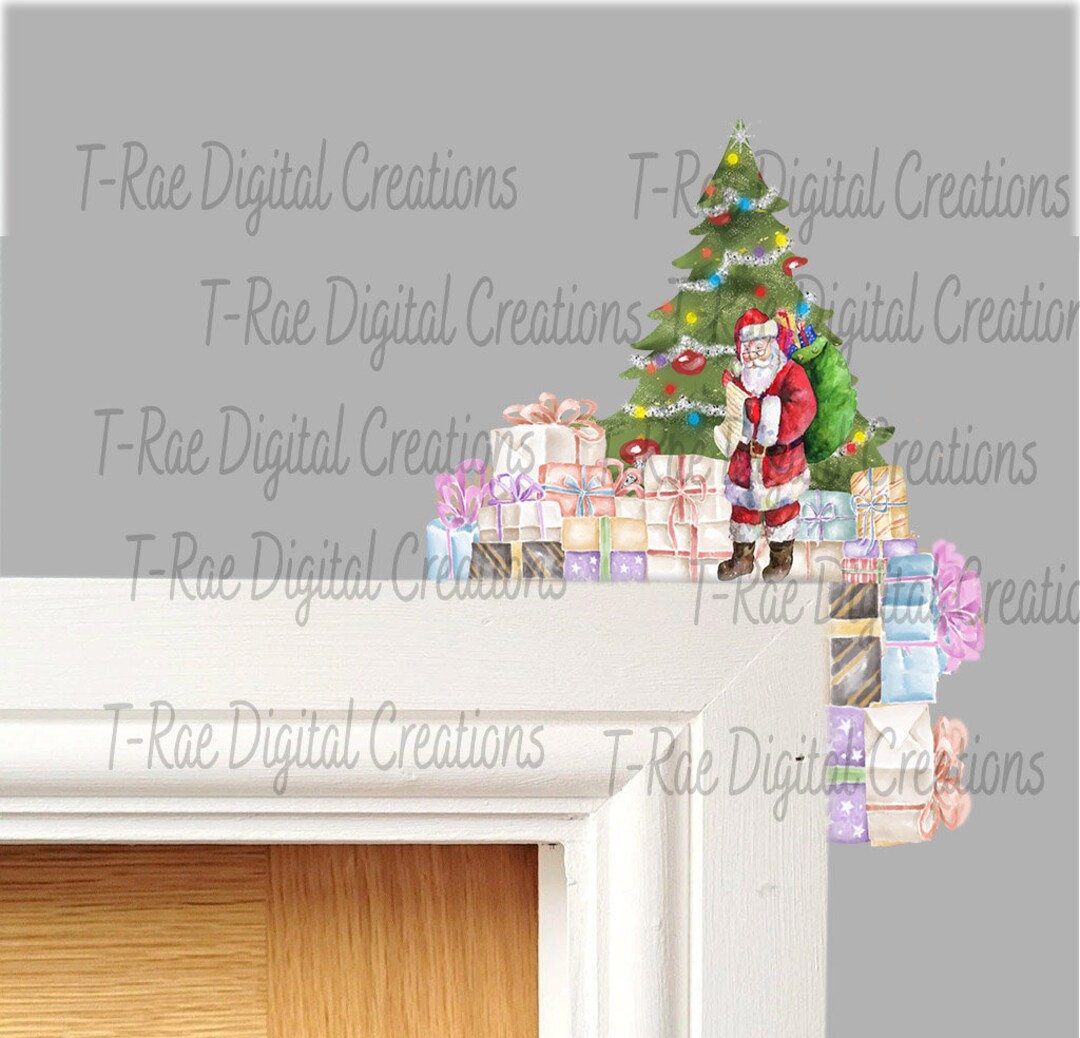 Christmas Tree and Santa Door Corner Hugger * PLEASE Read Description ...
