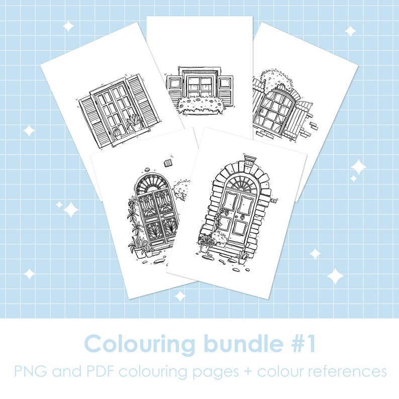 Bundle#1 | 5printable Colouring Pages + Colour References - Etsy