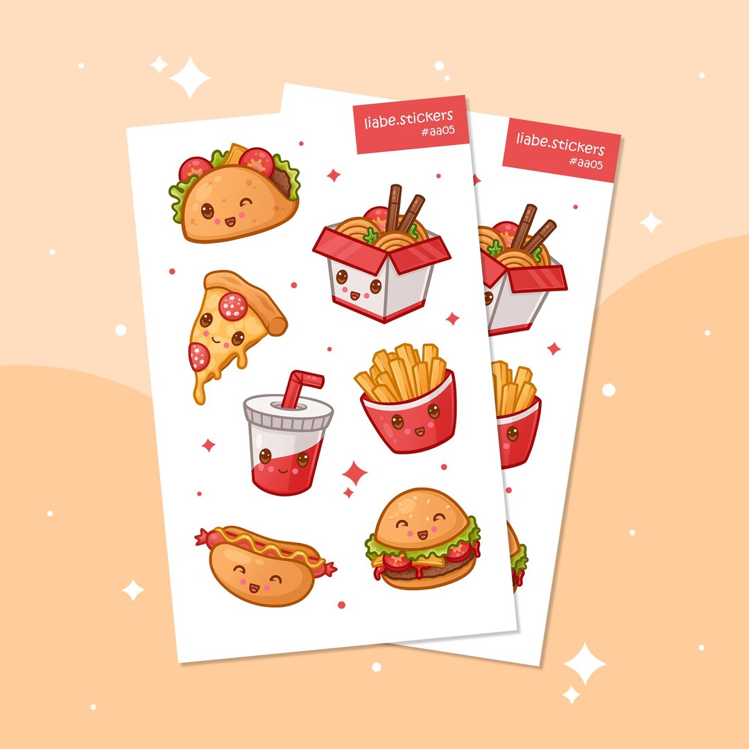 FOOD STICKERS SHEET Vinyl Waterproof Stickers, Bullet Journal Stickers ...