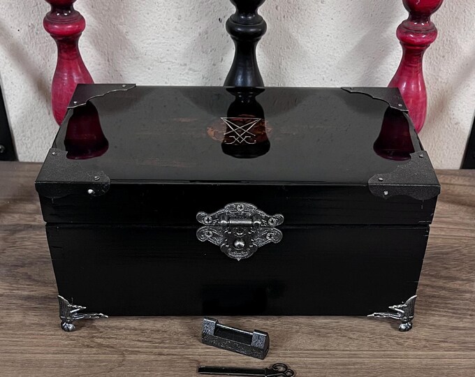 Lucifer Medallion Box With Lock and Key - Approximately 7.5 by 5 by 4 ...