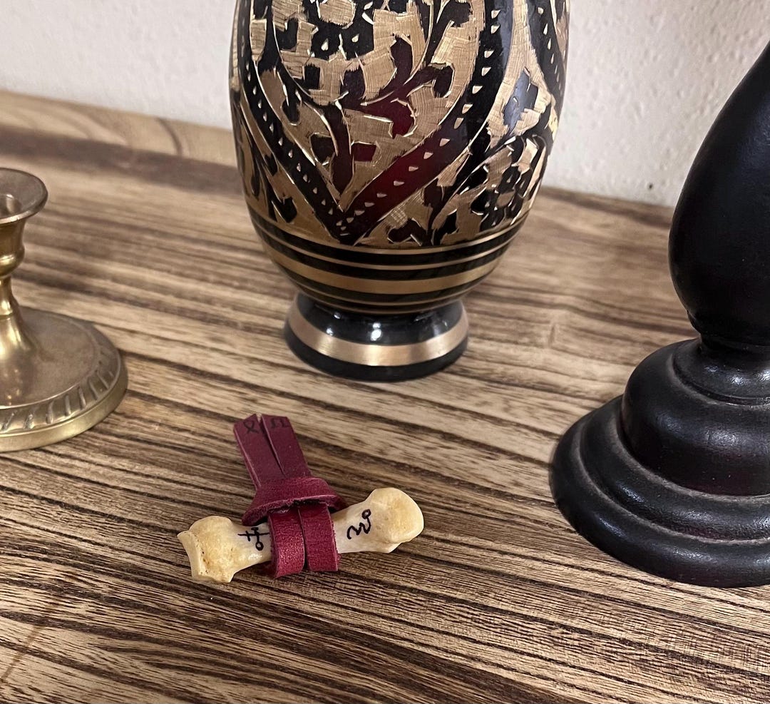 Spell Bone: From a Black Rooster - Red Leather-wrapped - Etsy