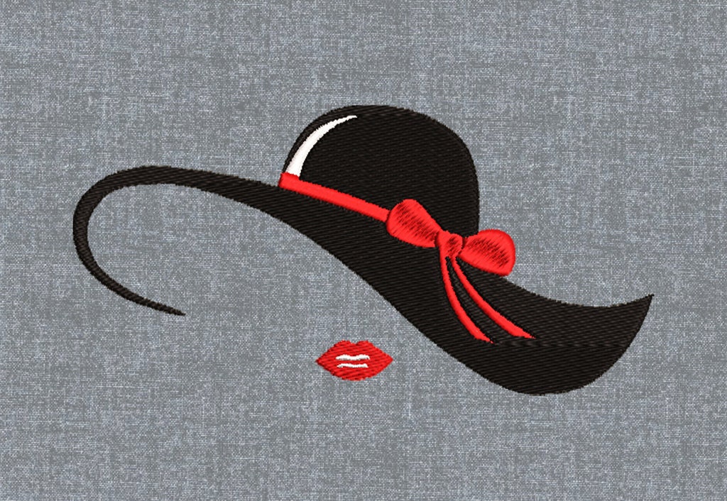 Lady Hat - Machine Embroidery Design Pattern – 3 Sizes - Etsy