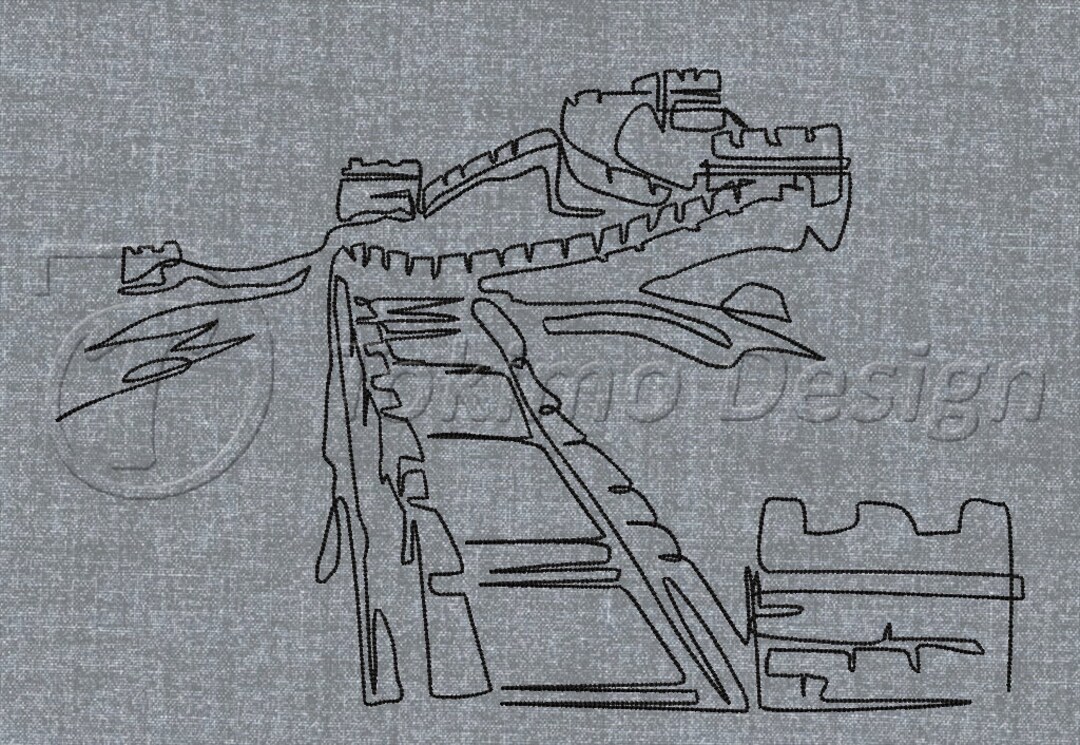 China - One Line Art - Machine Embroidery Pattern – 5 Sizes - Etsy