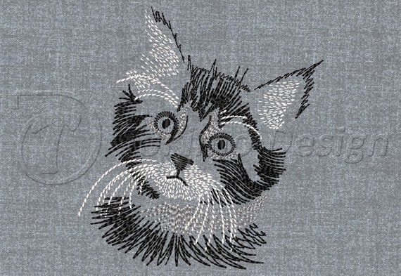 Cat Machine Embroidery Design Pattern 3 Sizes | Etsy