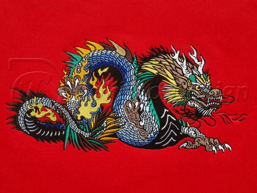China Dragon - Traditional Chines Dragon - Embroidered Artwork - Etsy