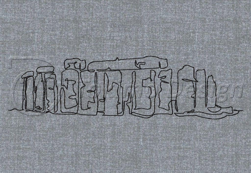 Stonehenge One Line Art Machine Embroidery Pattern 5 - Etsy