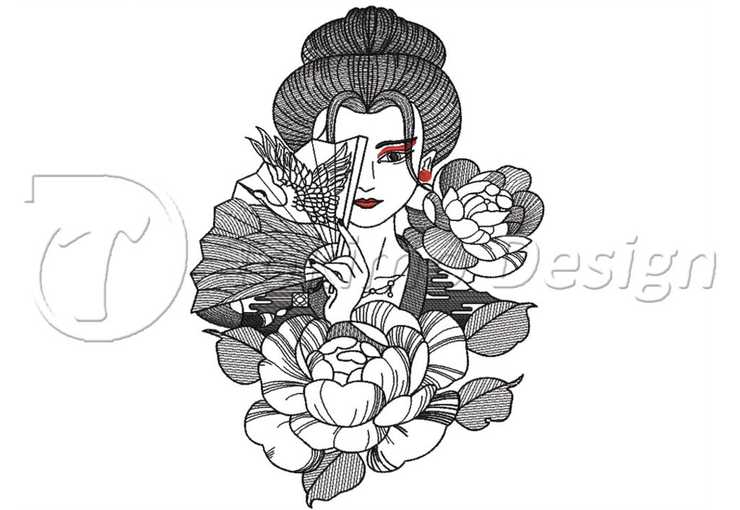 Japan Geisha - Machine Embroidery Design Pattern – 3 Sizes - Etsy