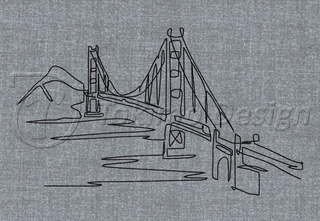 Golden Gate Bridge - One Line Art - Machine Embroidery Pattern – 5 ...