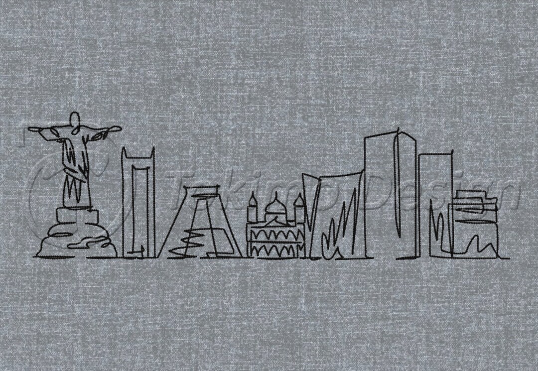 Rio De Janeiro - One Line Art - Machine Embroidery Pattern – 5 Sizes - Etsy