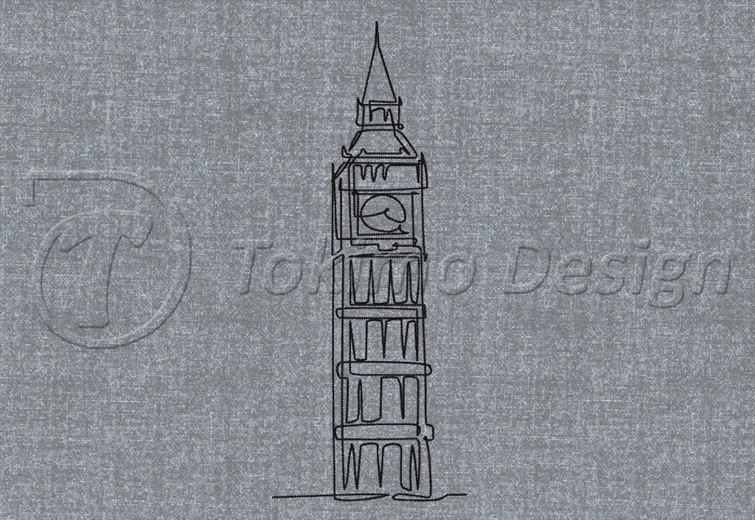 Big Ben - One Line Art - Machine Embroidery Pattern – 5 Sizes - Etsy