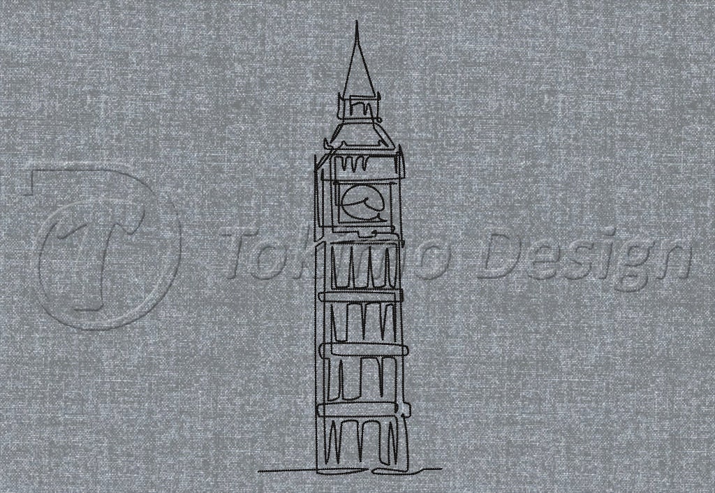 Big Ben - One Line Art - Machine Embroidery Pattern – 5 Sizes - Etsy