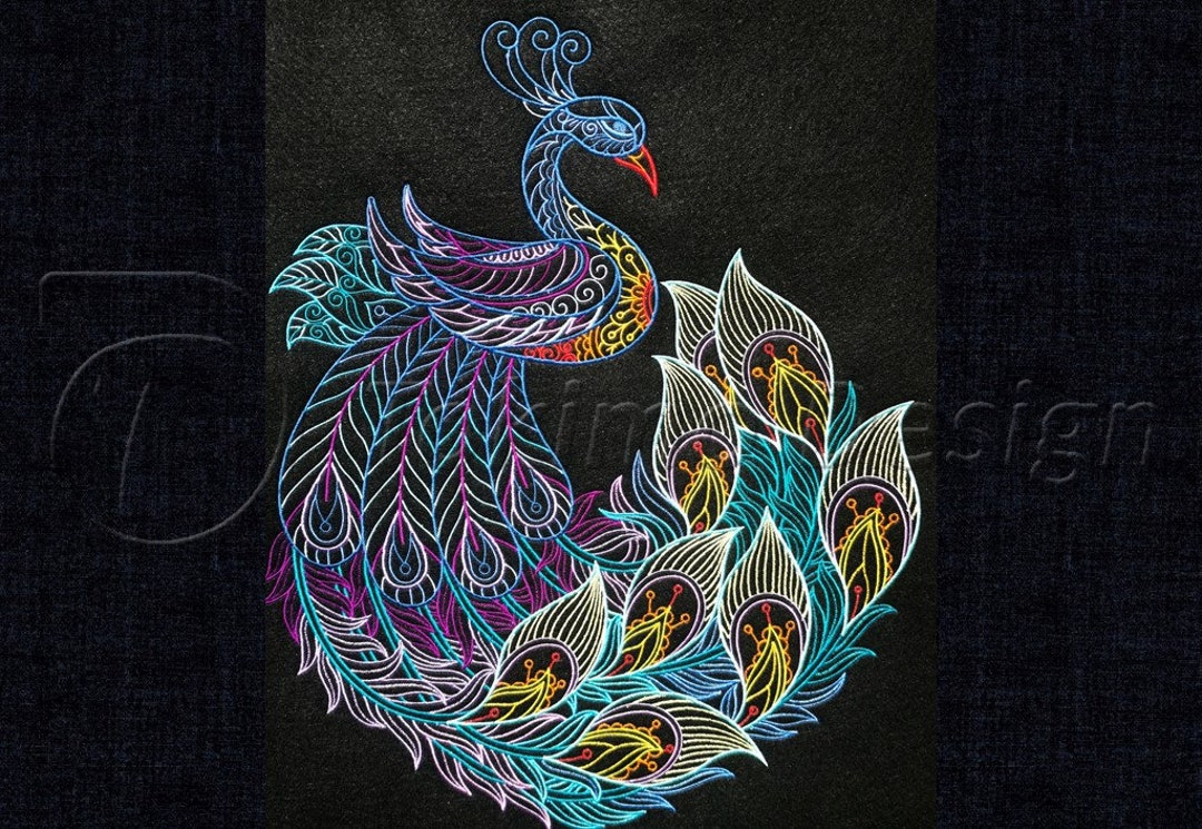 Peacock - Machine Embroidery Design Pattern - 1 Size - Etsy