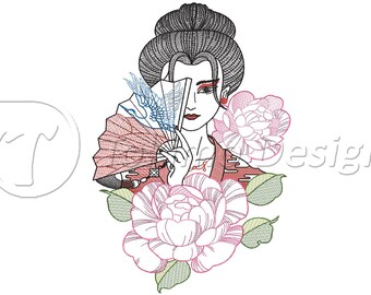 Geisha Embroidery Pattern - Etsy
