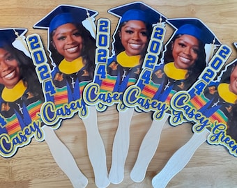 Custom Hand-held Graduation Fans Graduation Fans Gradfans Head on a ...