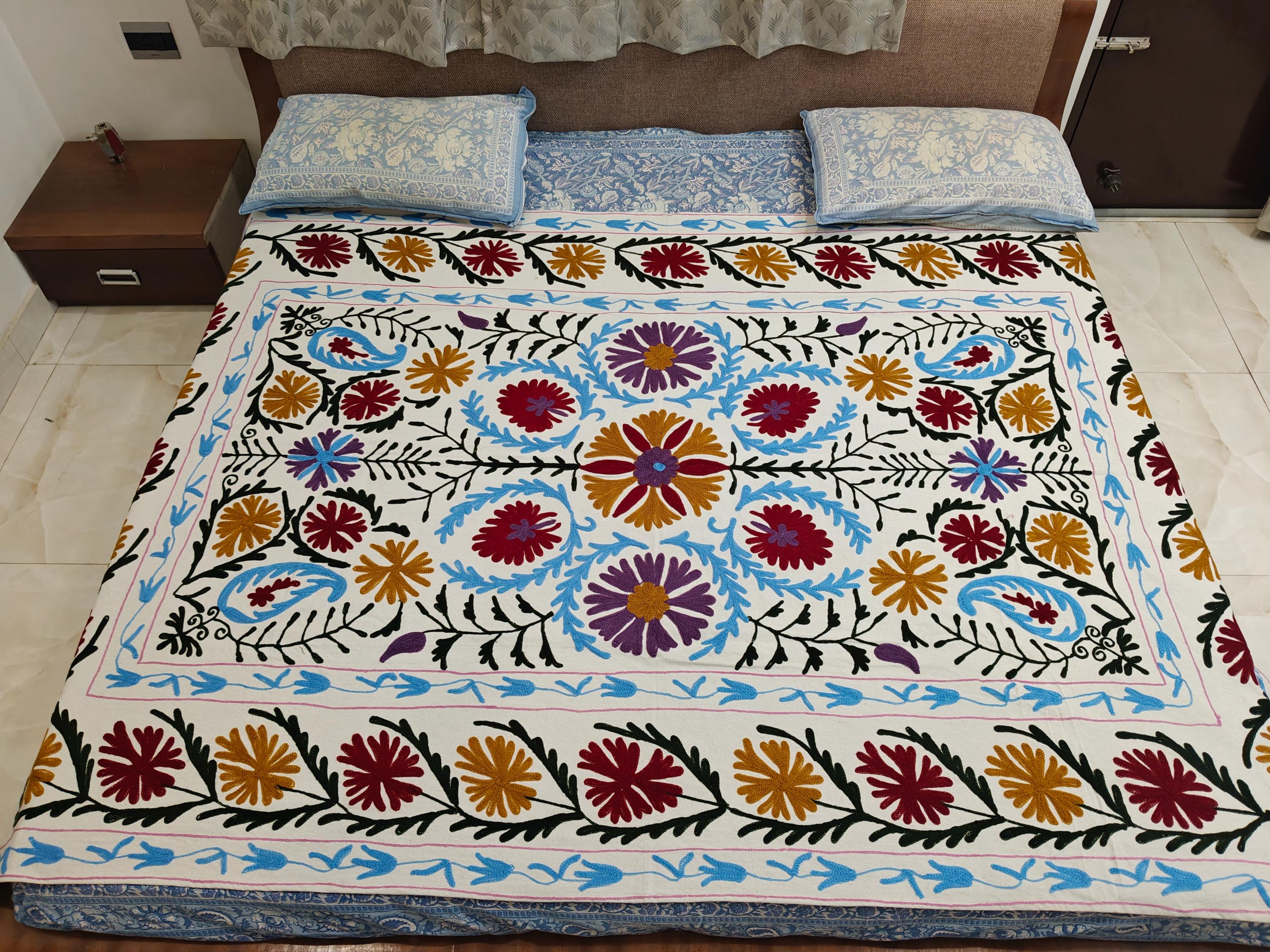 Color Full 100% Linen Suzani Hand Embroidered Wall Hanging Cotton ...