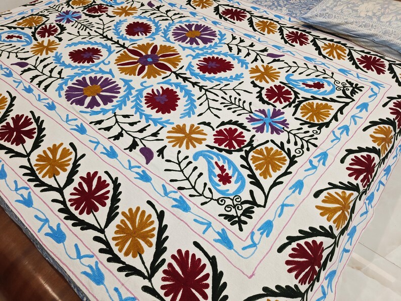 Color Full 100% Linen Suzani Hand Embroidered Wall Hanging Cotton ...