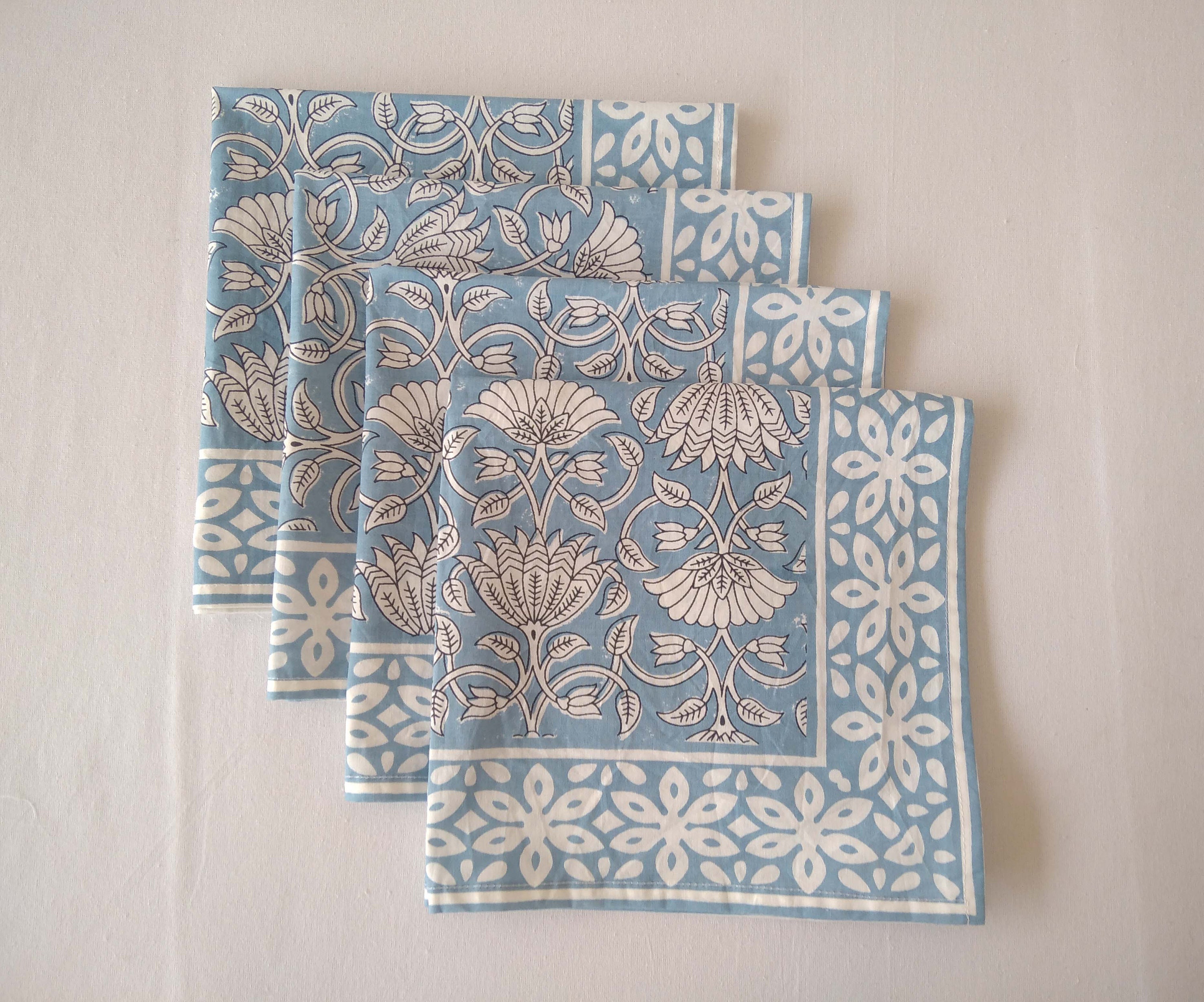 Mix Assorted Napkin Set, 50 Pcs of Hand Block Printed Napkins Cotton ...