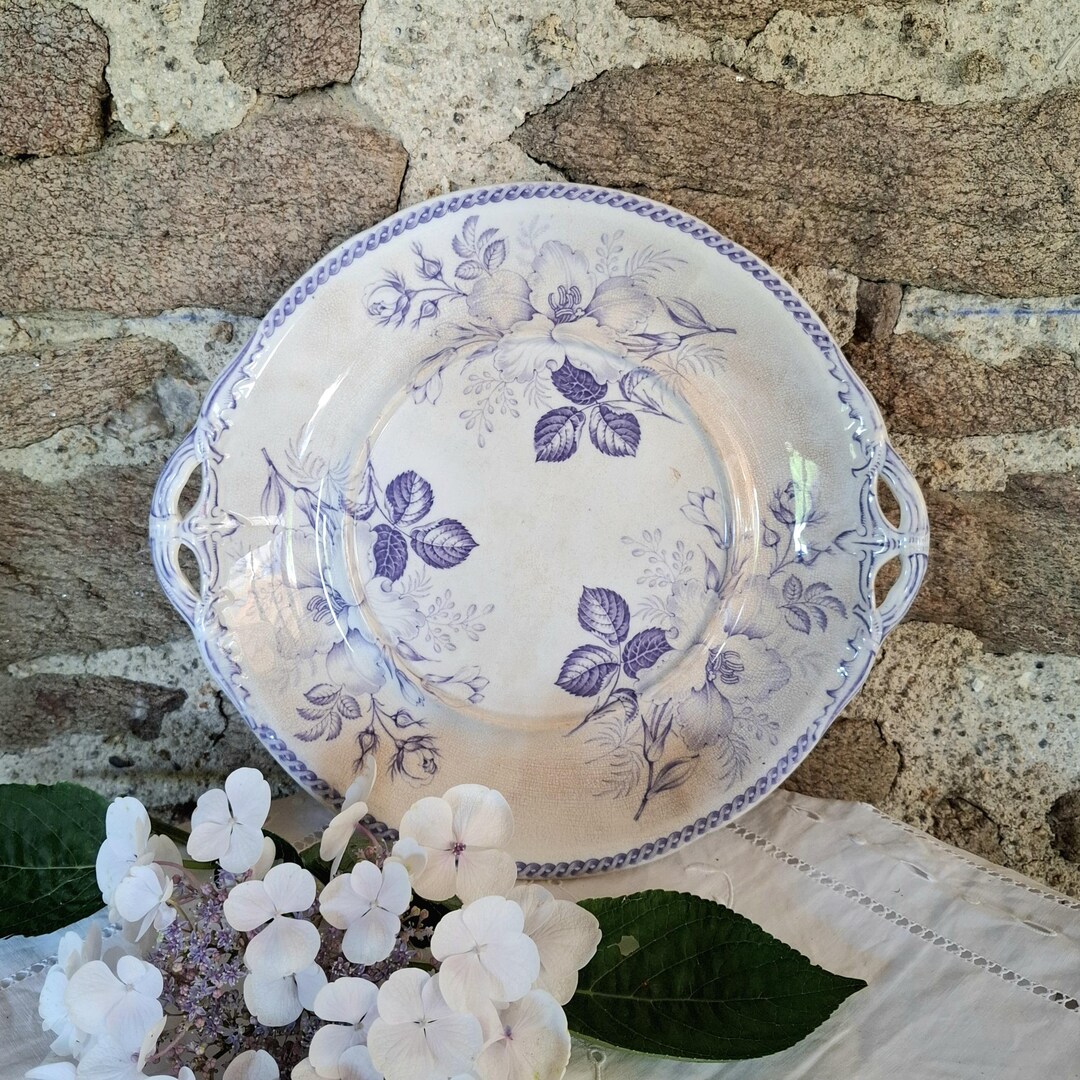 Antique Earthenware Dish With Mauve Motifs - Etsy