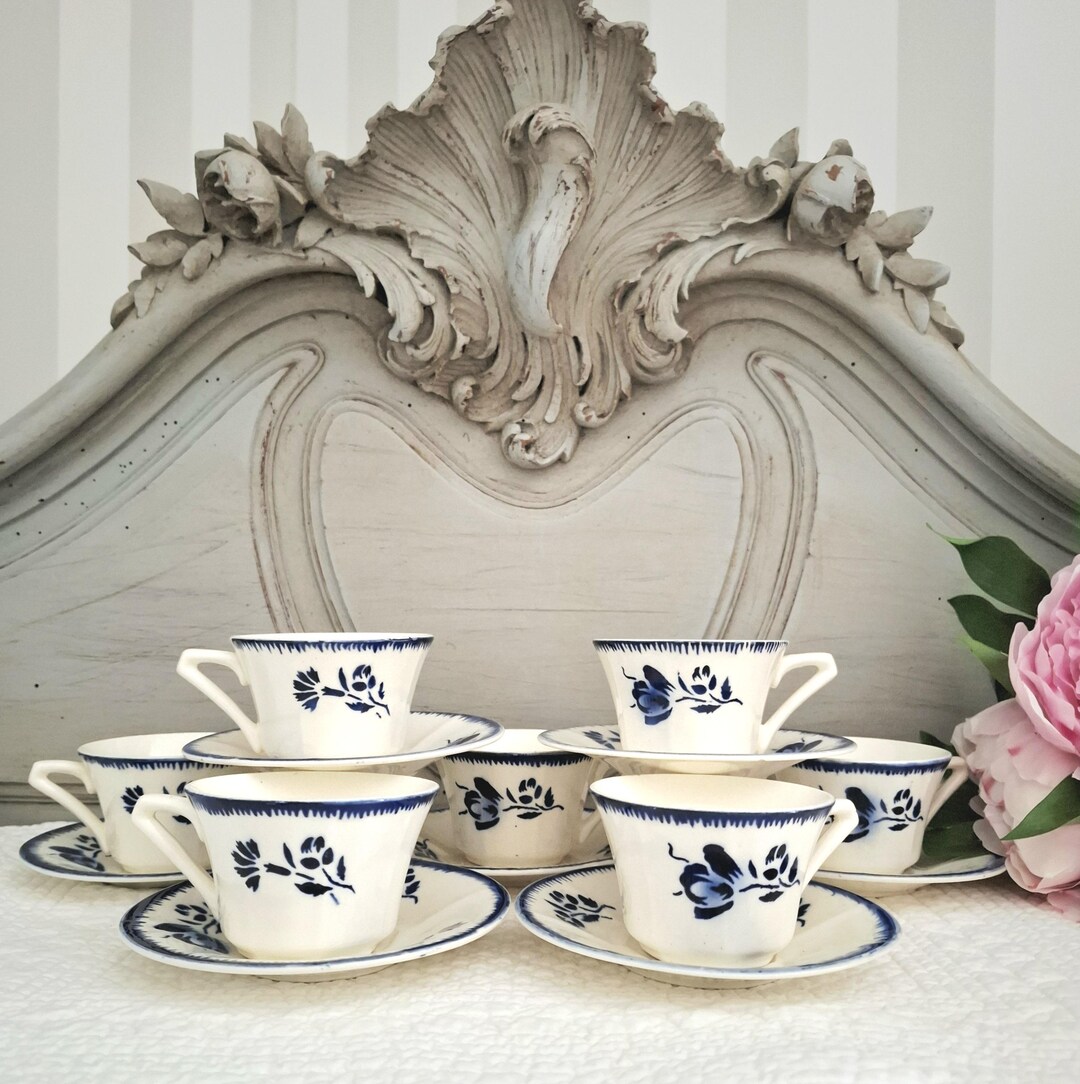 Antique Ironstone Earthenware Cups With Saucers - Etsy