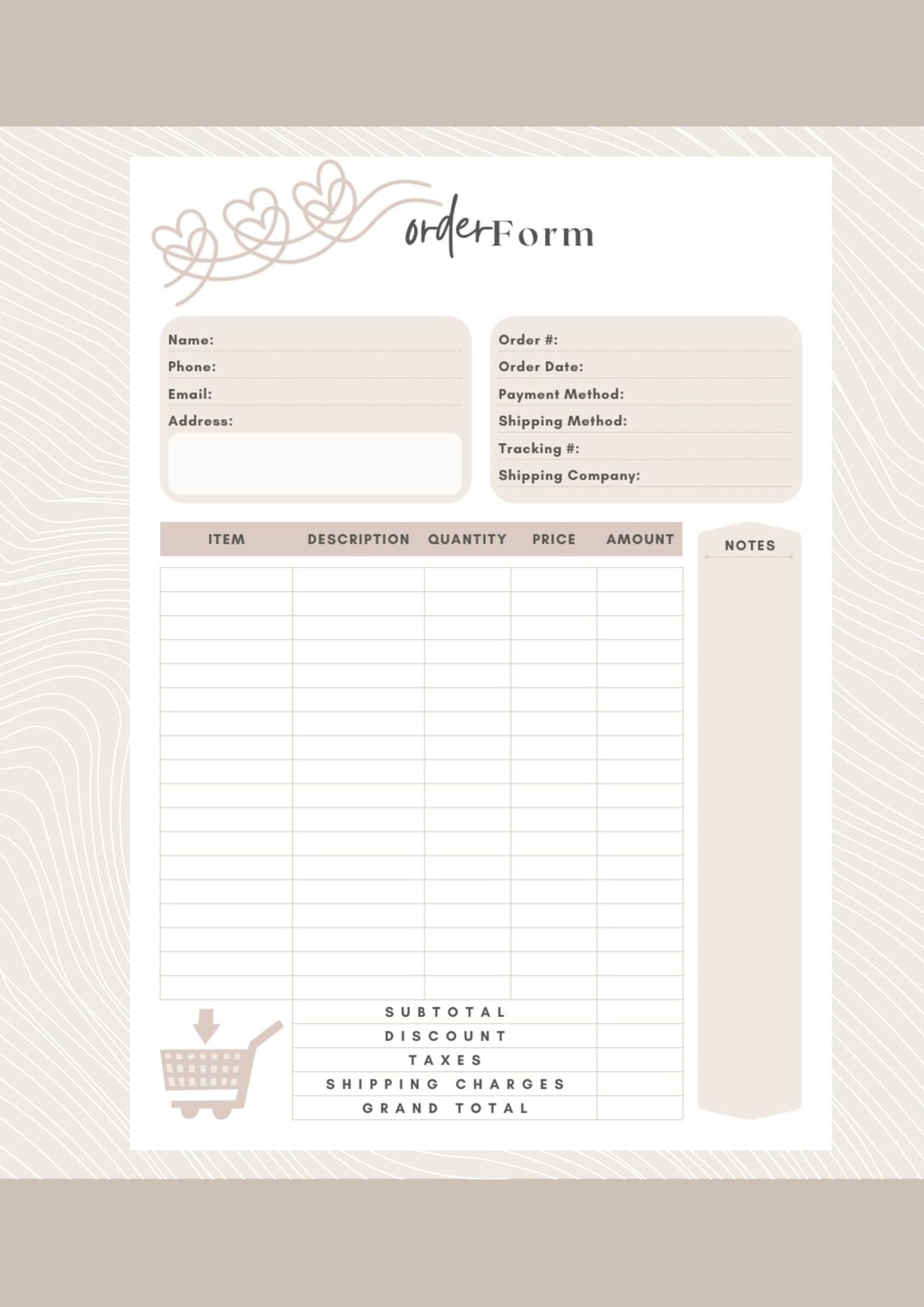 Customisable Order Form INSTANT DOWNLOAD Canva Order Form - Etsy Canada