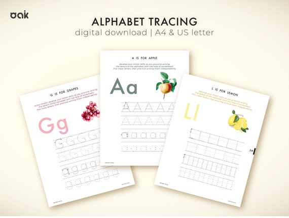 Alphabet Tracing Worksheets Writing Workbook Alphabet Kids - Etsy