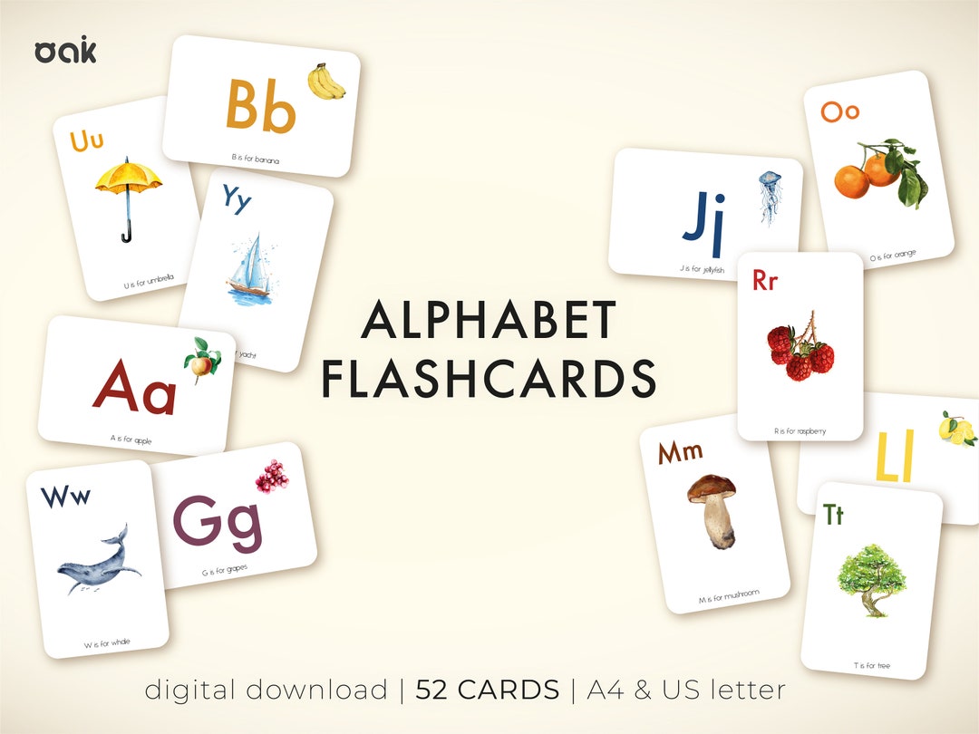 Nature / Animal Alphabet Flash Cards - ABC Cards - Learning Gift ...