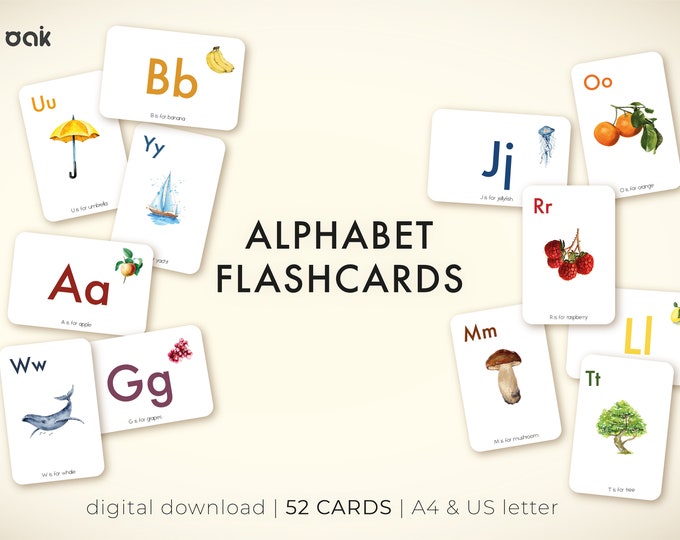 Nature / Animal Alphabet Flash Cards - ABC Cards - Learning Gift ...