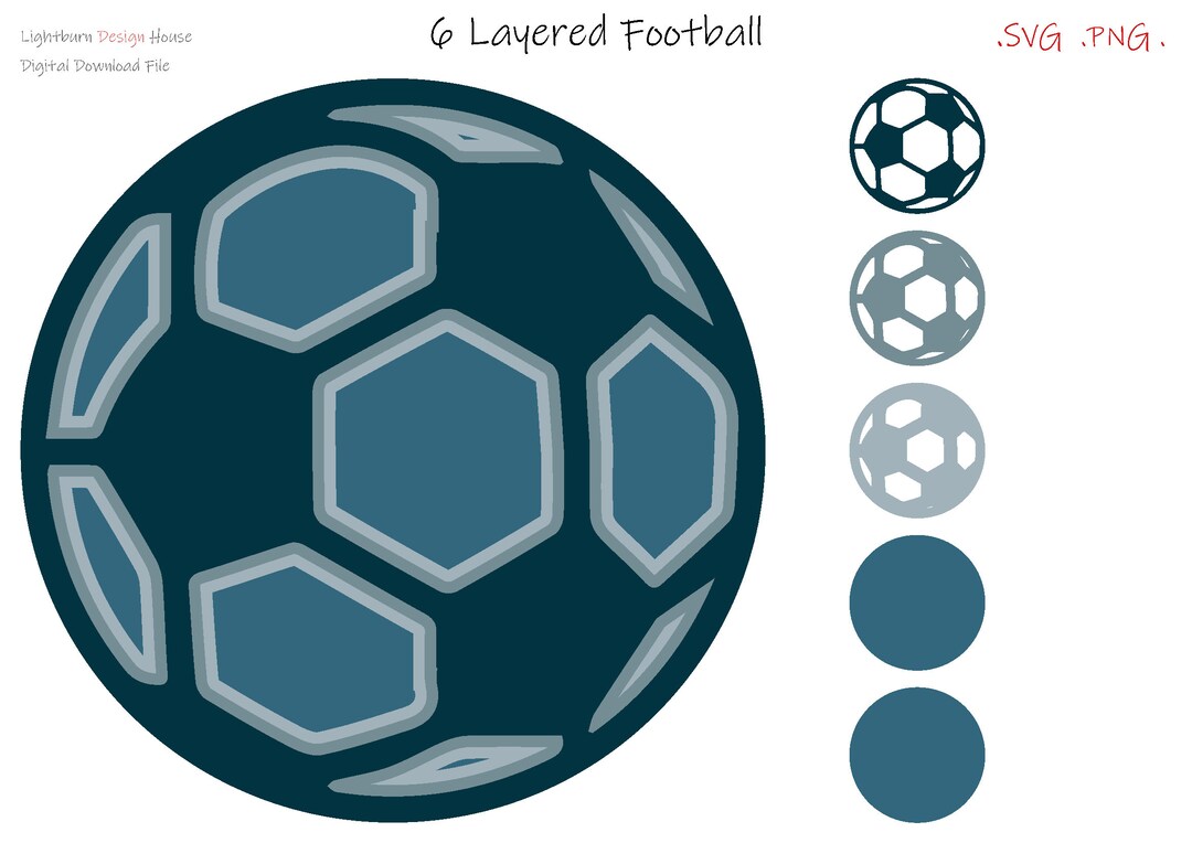 3d Football Soccer Ball Layered Multilayer 6SVG Png for Laser Engrave ...