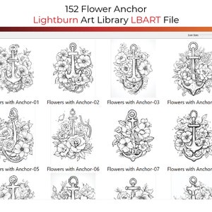 152 Flowers Anchor Clipart Designs Lightburn Art Library (.lbart) Files ...