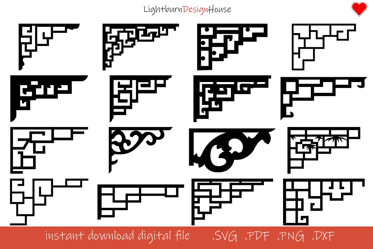 104 SVG Png Pdf Dxf Corner Shelf Pattern Border Frames Bundle - Etsy