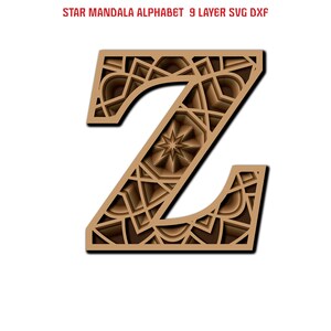 ABC Star Mandala Alphabet Floral 26 Letters SVG DXF 9 Layered ...