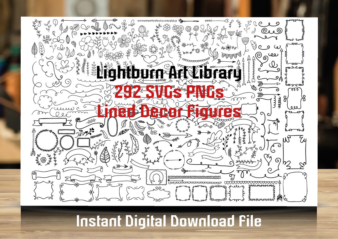 292 SVG PNG Hand Drawn Lined Decor Figures Lightburn Art Library ...