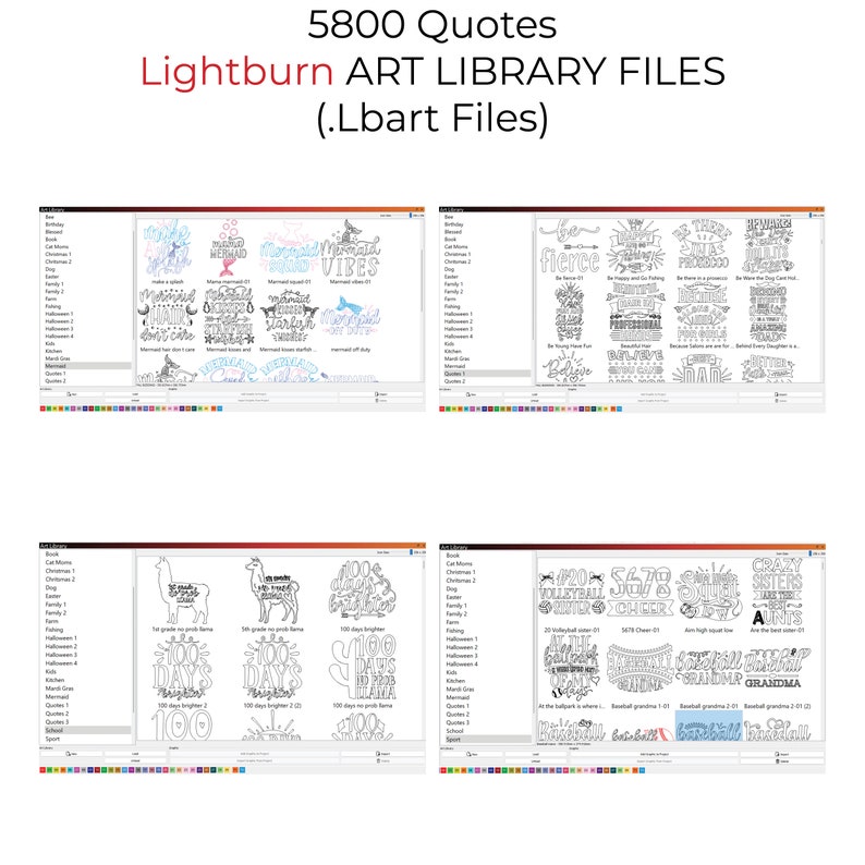 5800 Quotes Lightburn Art Library LBART Files for Laser Engrave ...