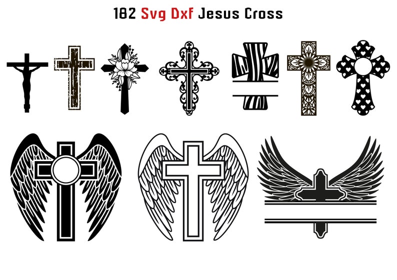 182 Svg Dxf Jesus Cross Christmas Bundle for Laser Engrave - Etsy