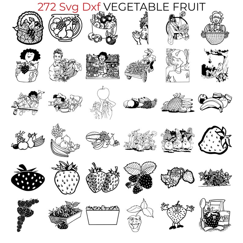 272 Svg Dxf Vegetable Fruit Bundle for Laser Engrave With Index - Etsy