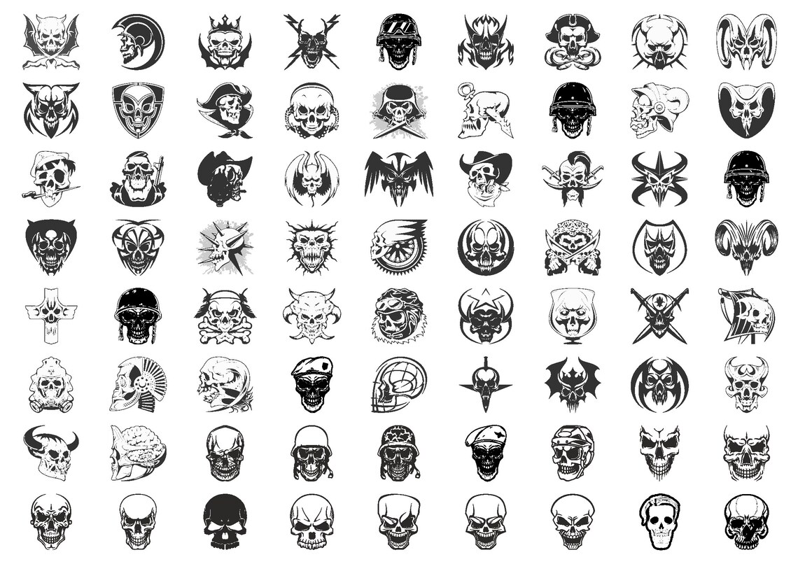555 SVG PNG Skulls Bundle for Laser Cut Engrave Library Wood - Etsy