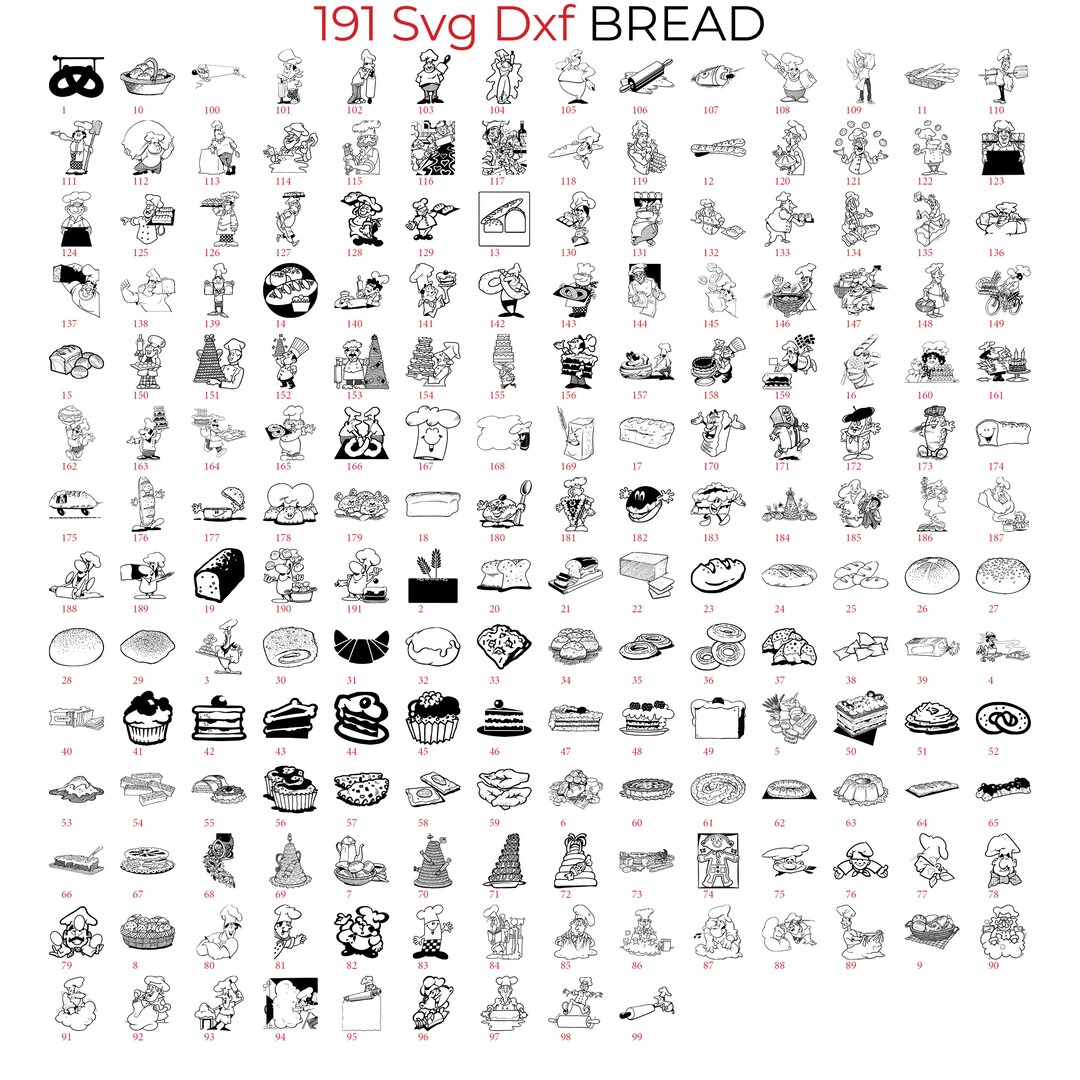 191 Svg Dxf Bread Bundle for Laser Engrave With Index - Etsy