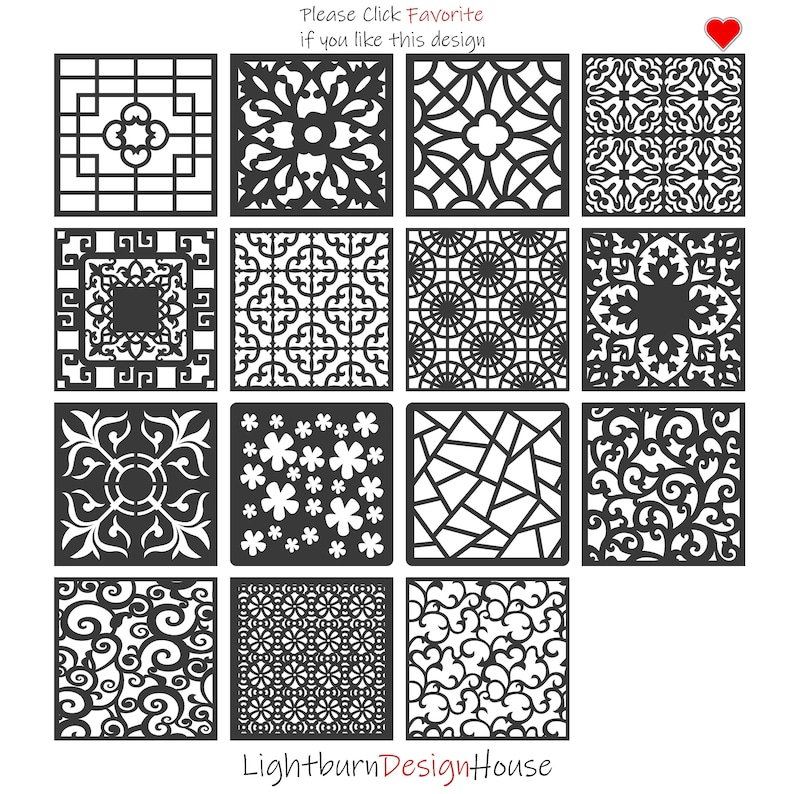 Square Pattern SVG DXF Bundle for Laser Cut Wall Decor, Decorative ...
