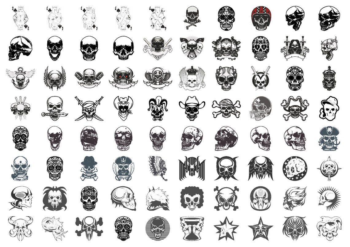 555 SVG PNG Skulls Bundle for Laser Cut Engrave Library Wood - Etsy