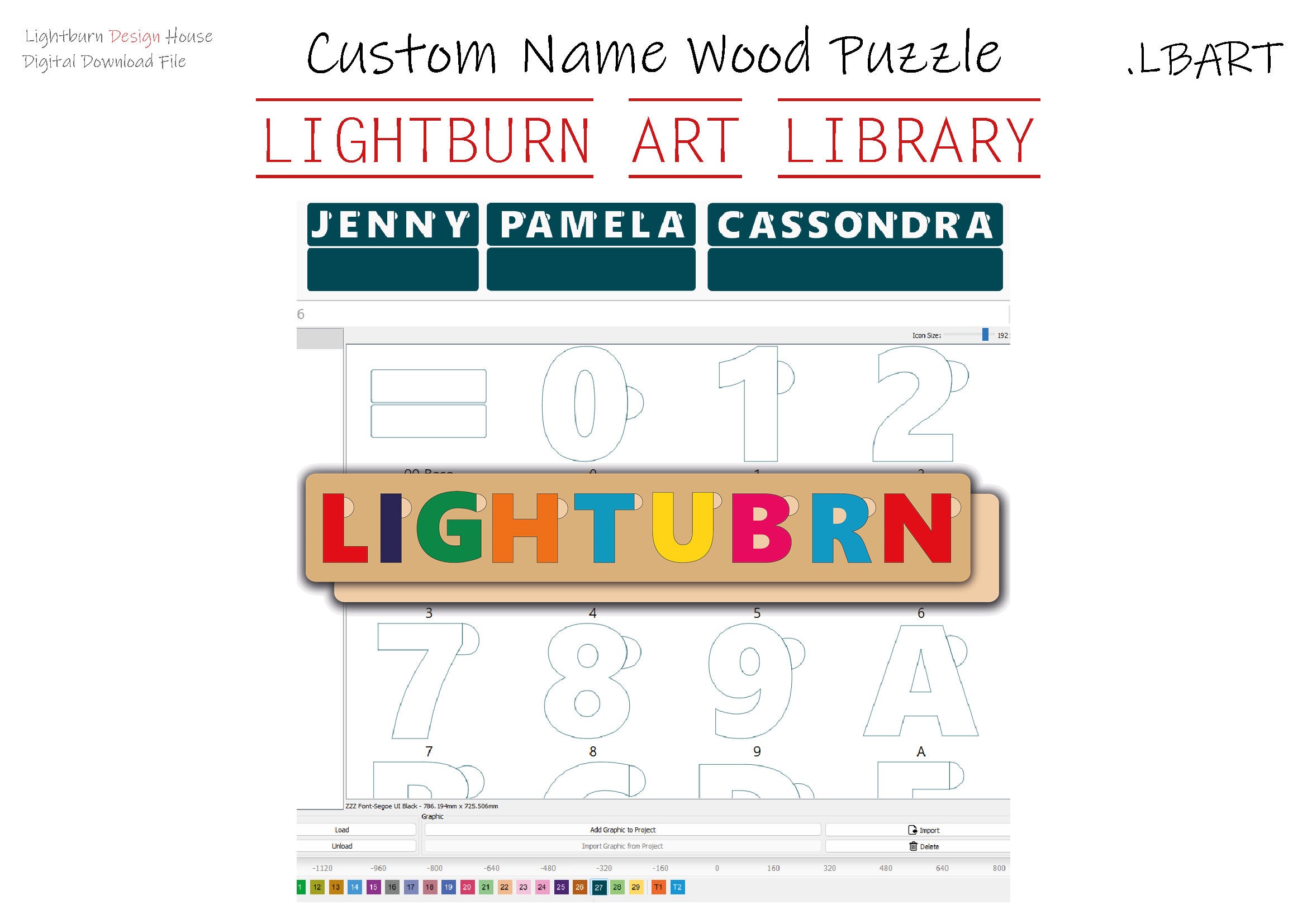 Custom Name Wood Puzzle Template .lbart File for Laser Cut - Etsy