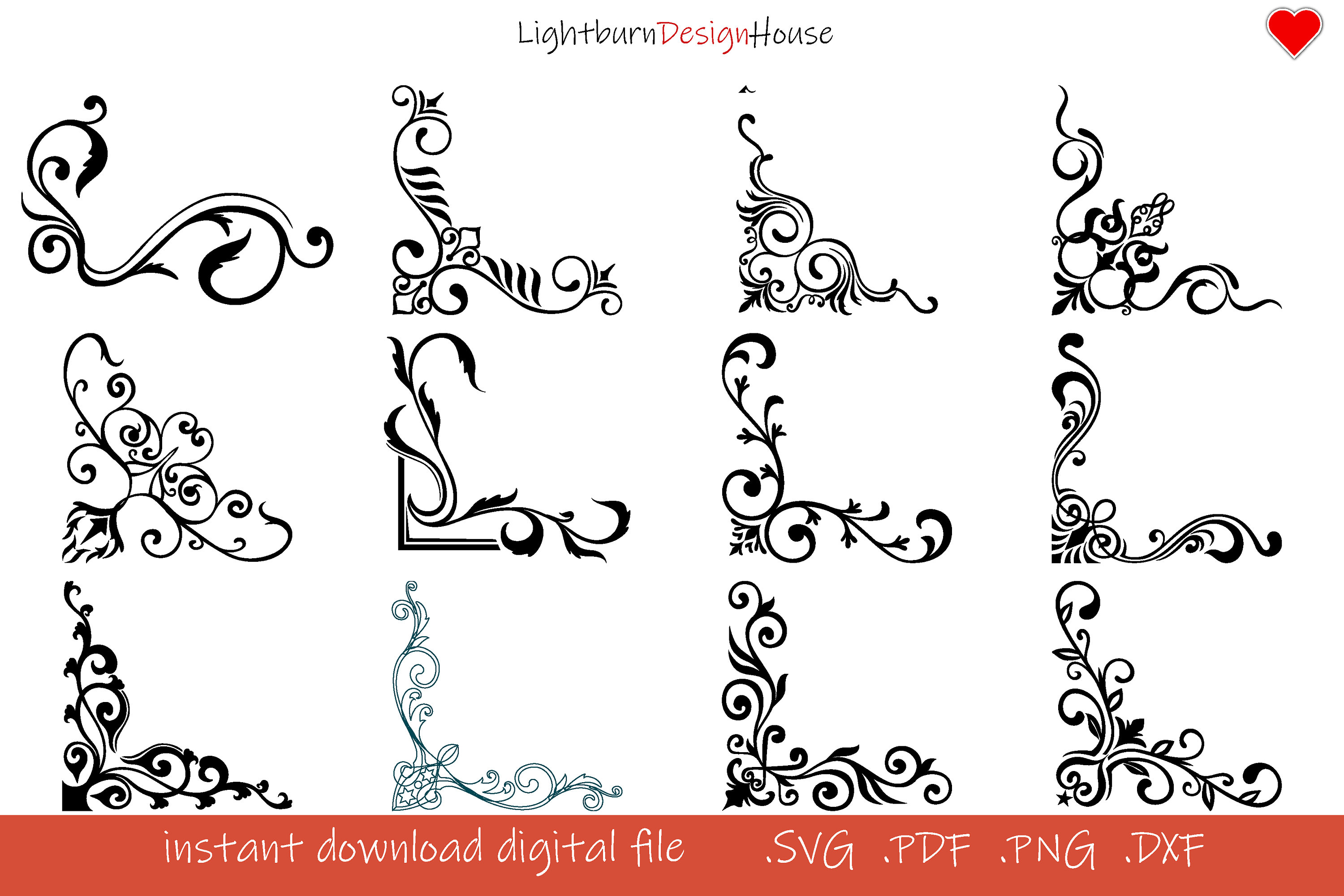 104 SVG Png Pdf Dxf Corner Pattern Border Frames Bundle Laser - Etsy