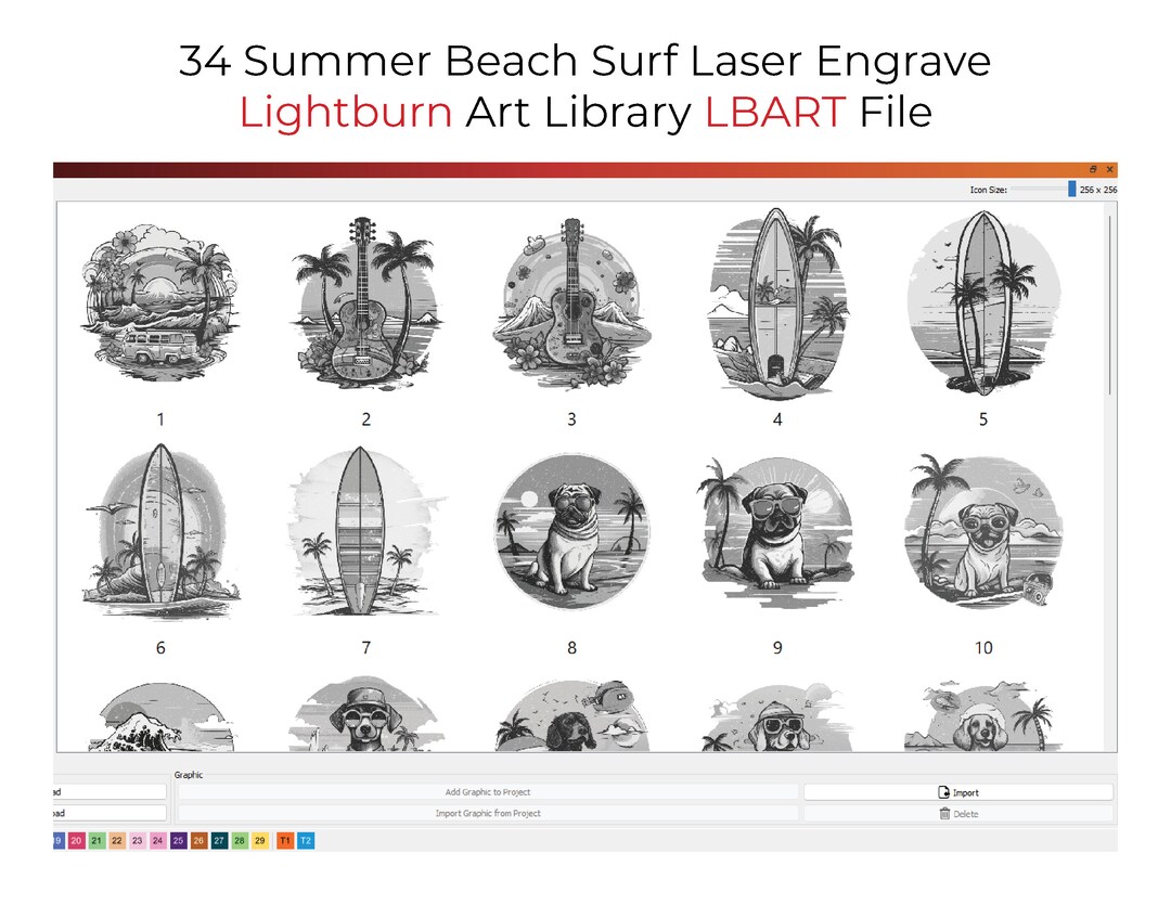 34 Summer Beach Surf Clipart Designs Lightburn Art Library (.lbart ...