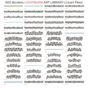 500 SVG Floral Borders Lightburn Art Library (.lbart) Files for Laser ...