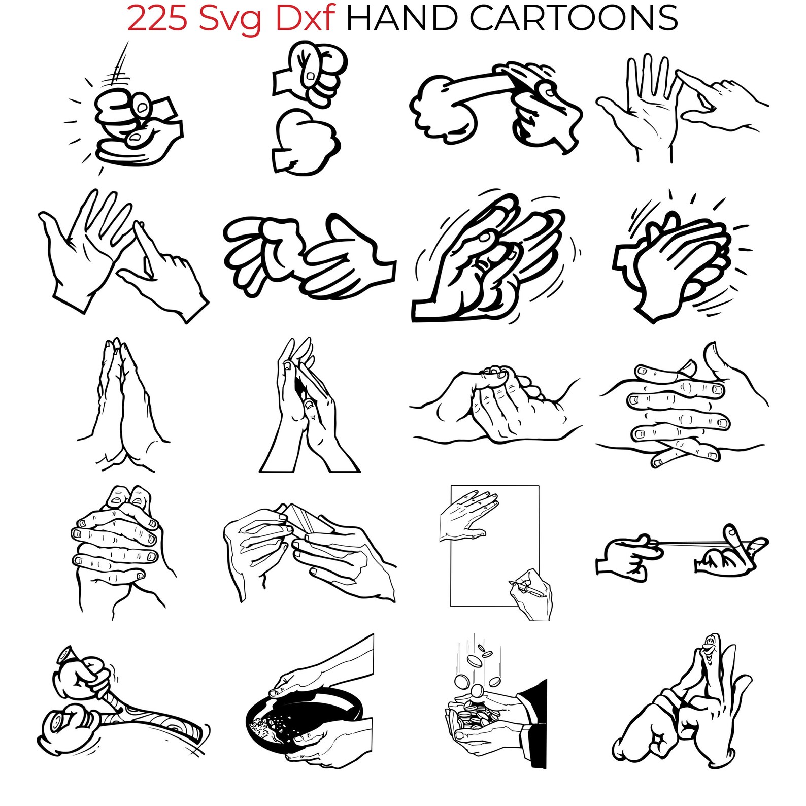 225 Svg Dxf Hands Bundle for Laser Engrave With Index - Etsy